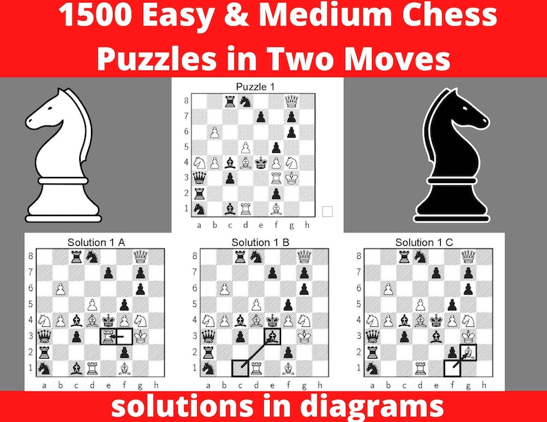 1500 Chess Puzzles in Two Moves Printable PDF - With Answers - Instant ...
