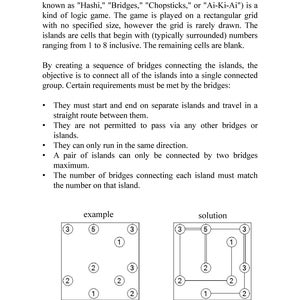 Hard Hashi Bridges Puzzles Printable PDF - 200 Hashiwokakero Japanese ...