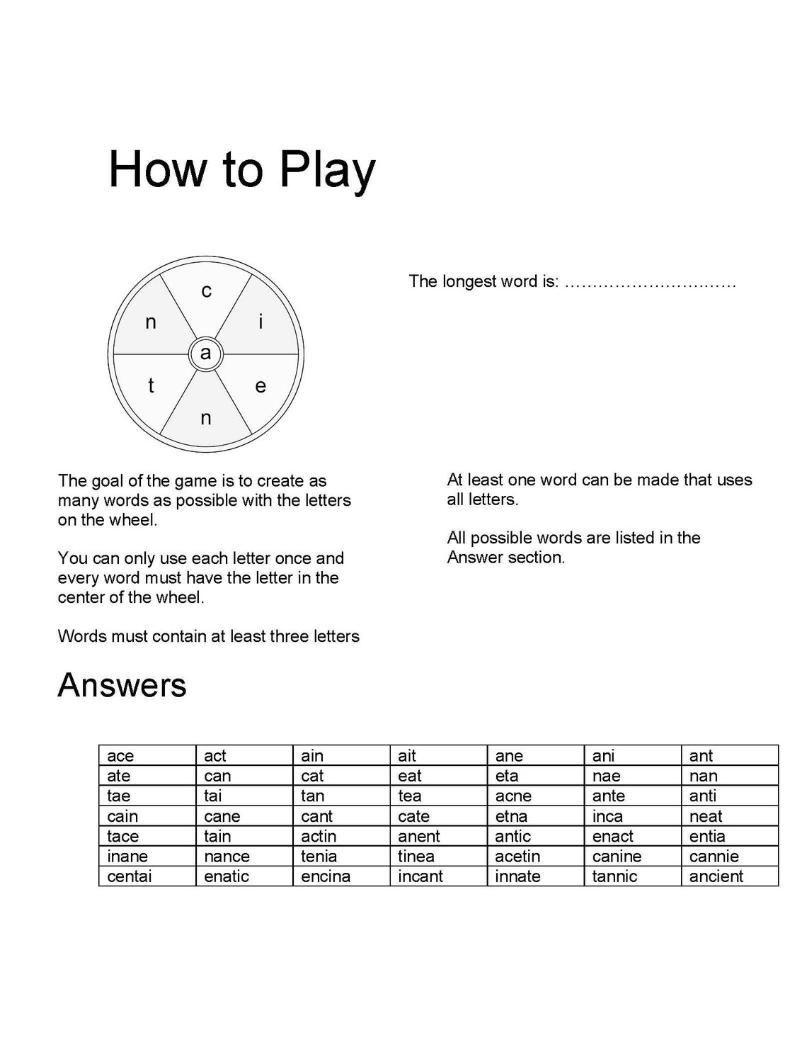 Spelling Word Wheel Puzzle - 150 Word Scramble Games Printable PDF With ...