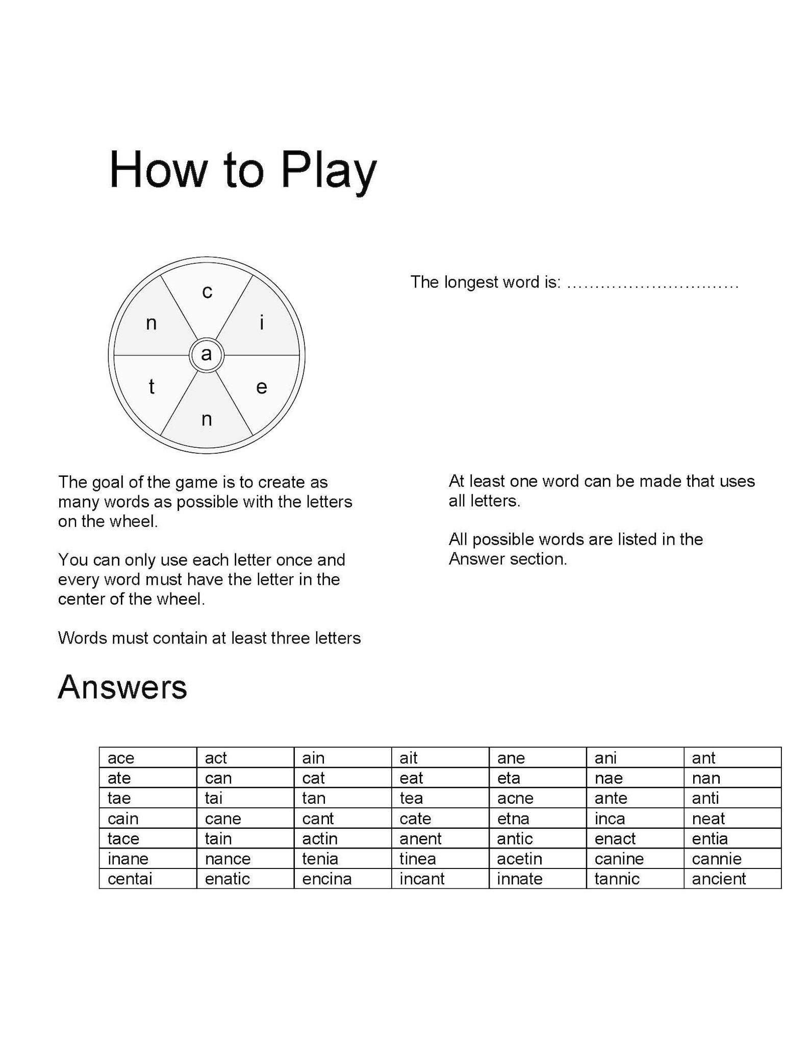 Spelling Word Wheel Puzzle - 150 Word Scramble Games Printable PDF With ...