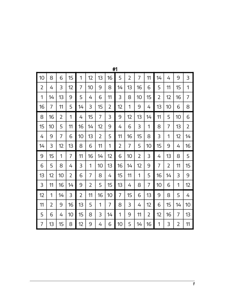 Easy 16x16 Sudoku Puzzles Printable PDF - 200 Sudoku Variation Puzzles ...