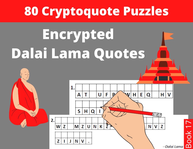 80 Dalai Lama Encrypted Quotes Printable PDF - Adult Activiy Book With ...