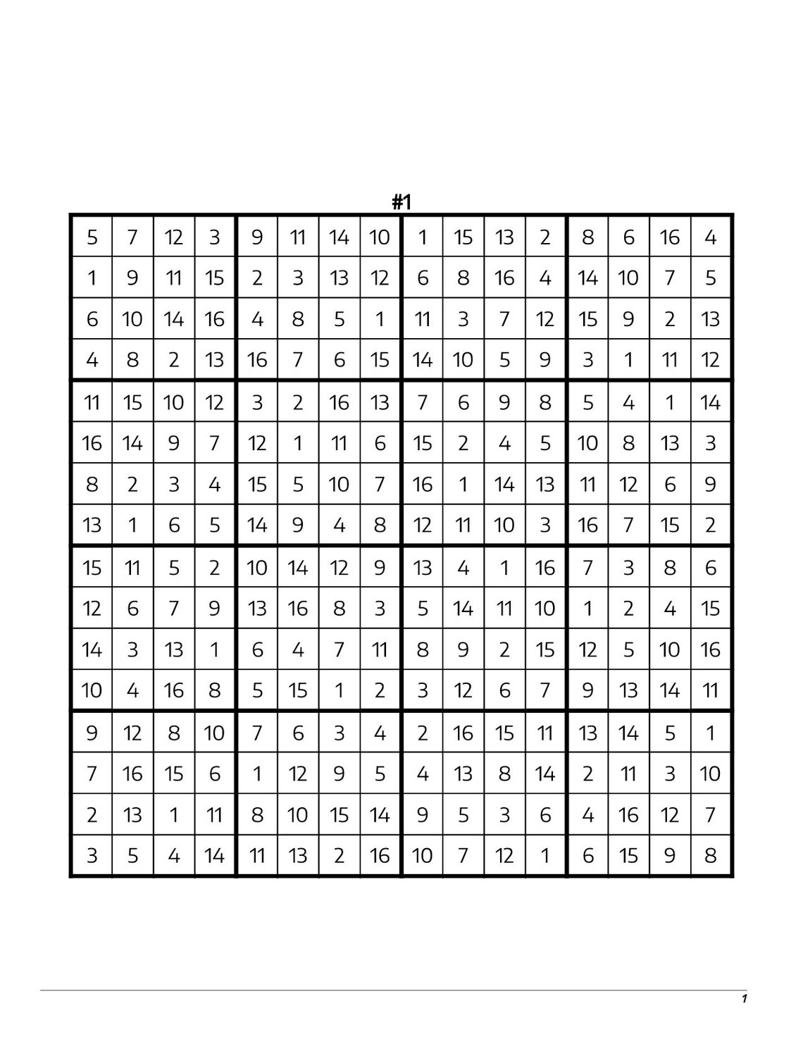 Extremely Hard Sudoku 16x16 Printable PDF - 200 Sudoku Variation ...