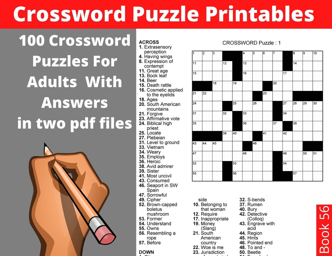 Crossword Puzzle Printables For Adults 100 Crosswords With Solutions Crossword Puzzle Printables For Adults 100 Crosswords With Solutions
