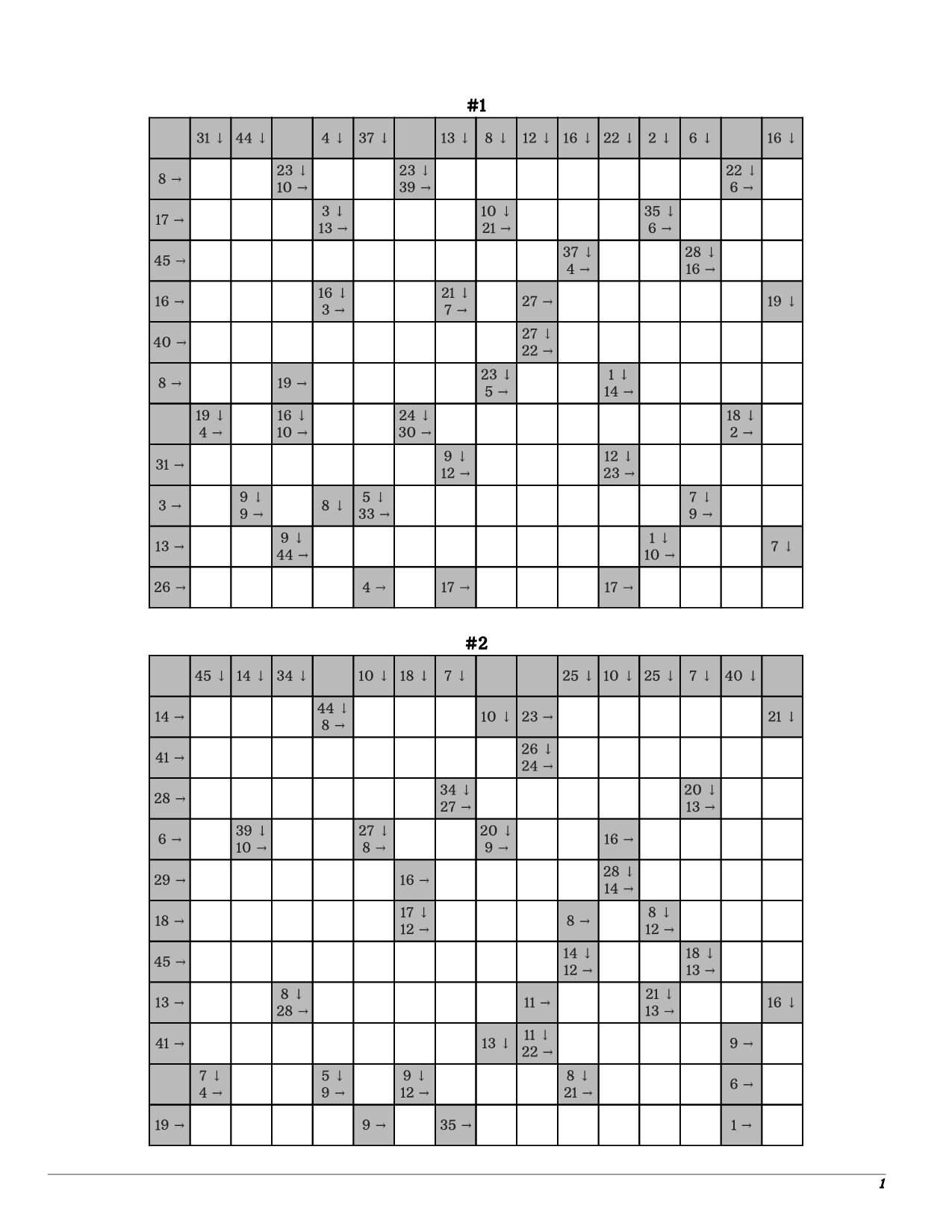 Difficult Kakuro Sudoku Puzzles - 300 Printable PDF Japanese Puzzles ...
