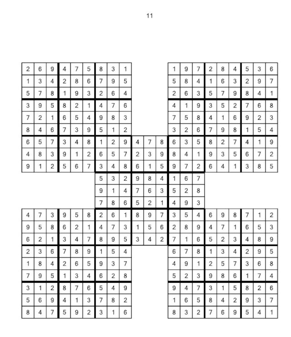Easy, Medium and Hard Samurai Sudoku Puzzles Printable PDF - 400 Sudoku ...