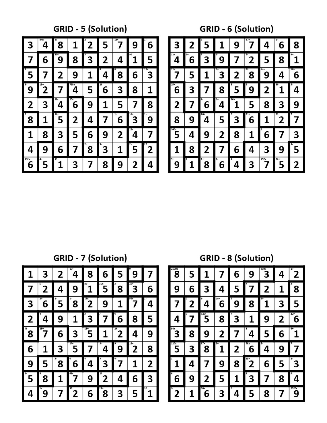 Calcudoku / Mathdoku Printable PDF - 400 Sudoku Variation Puzzles for ...
