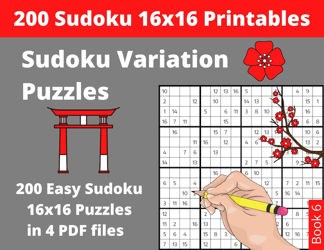 Easy 16x16 Sudoku Puzzles Printable PDF - 200 Sudoku Variation Puzzles ...