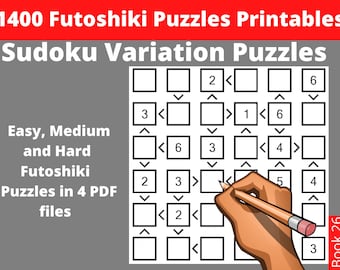 Easy, Medium and Hard Futoshiki Puzzles Printable PDF - 2400 Hutoshiki ...