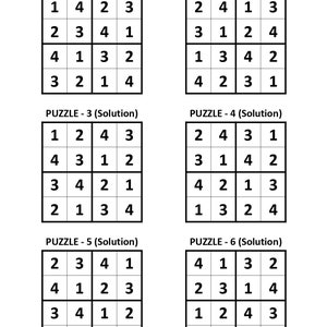 Printable PDF Easy Sudoku for Kids 4x4 - 400 Children Puzzles With ...