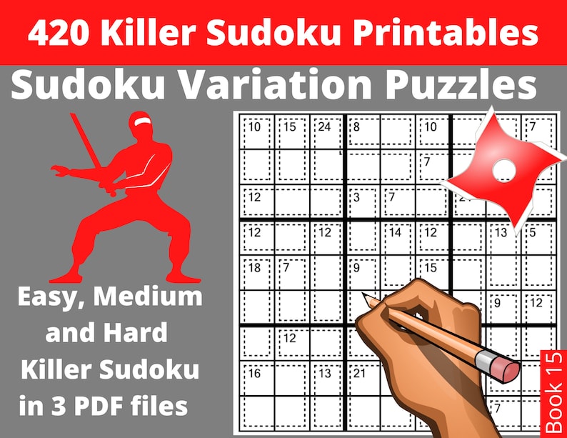 Easy, Medium and Hard Killer Sudoku Puzzles Printable PDF - 420 Sudoku ...