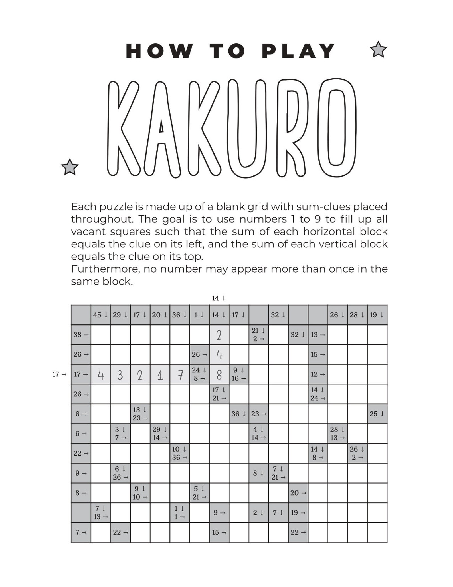 Difficult Kakuro Sudoku Puzzles - 300 Printable PDF Japanese Puzzles ...