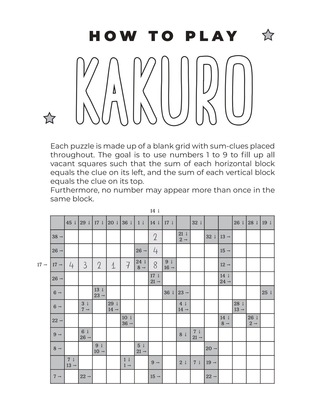 Difficult Kakuro Sudoku Puzzles - 300 Printable PDF Japanese Puzzles ...