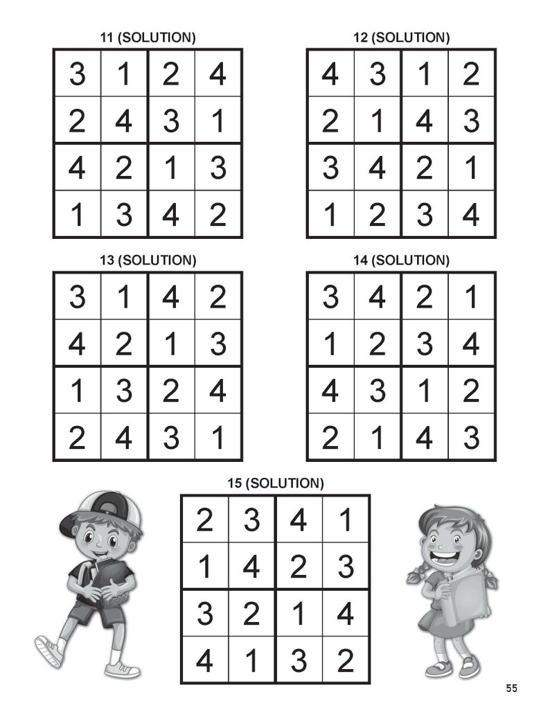 1000 Sudoku Puzzles for Kids With Answers Kids Sudoku 4x4, Kids Sudoku ...