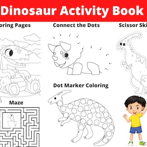 Dinosaur Activity Book for Kids: Dinosaur Coloring Pages, Cut and Paste ...