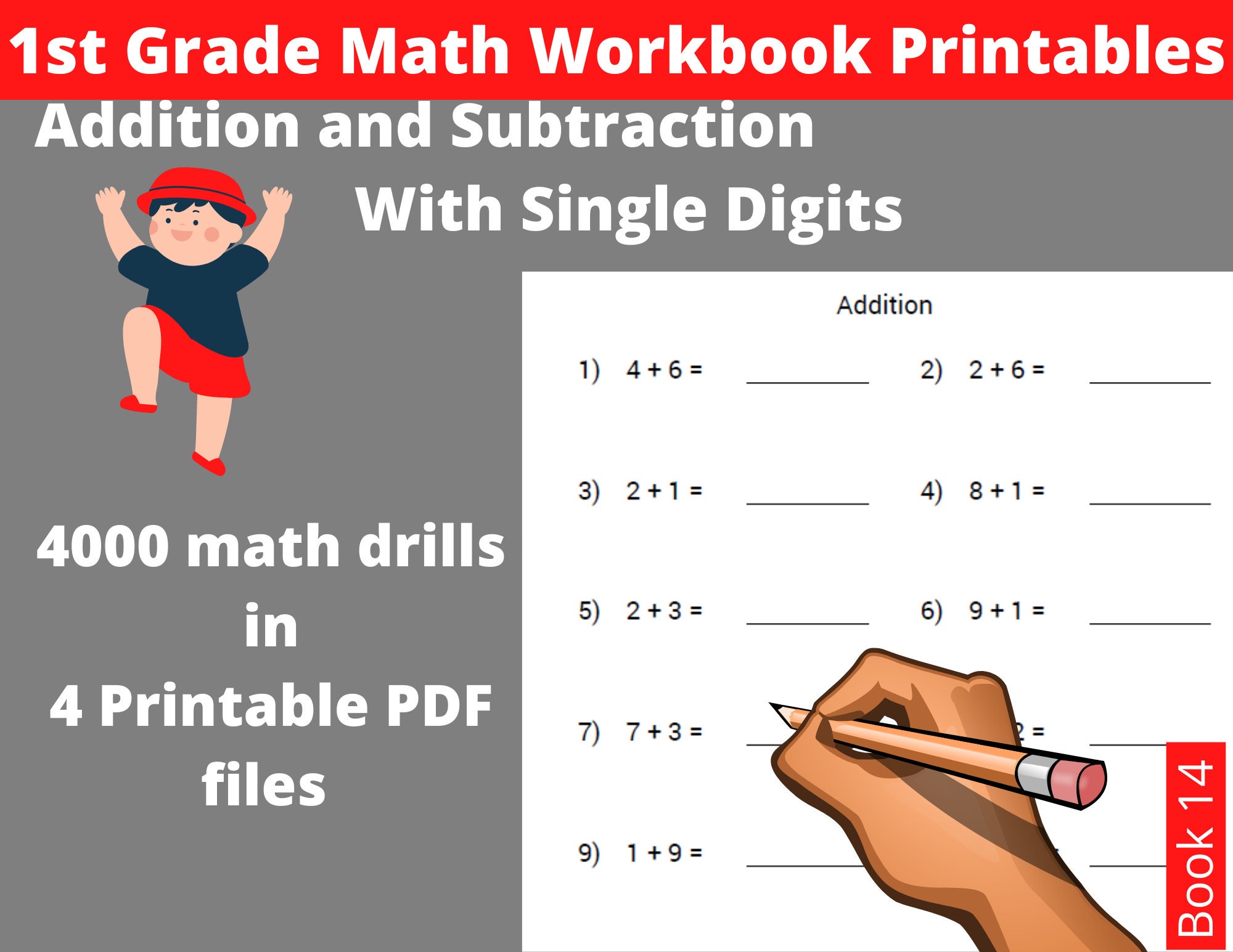 First Grade Math Workbook -4000 Printable Math Drills With Addition and ...