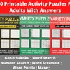 Crossword Puzzle Printables for Adults - 100 Crosswords With Solutions ...