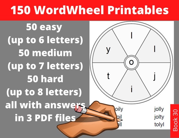 Spelling Word Wheel Puzzle 150 Word Scramble Games Printable PDF With Answers Instant Download Etsy UK
