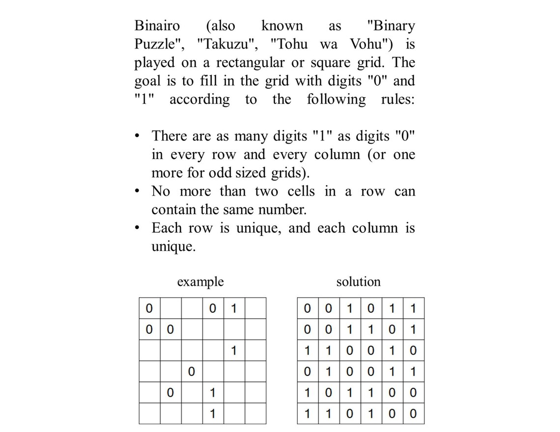 Binario Puzzles Printable PDF - 500 Binary Puzzles to Keep Your Brain ...