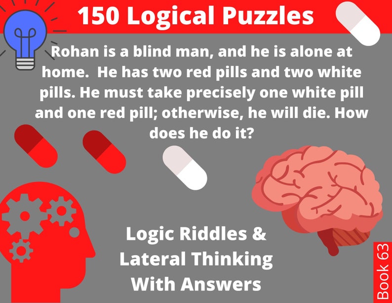 150 Left and Right Brain Teaser Puzzles - Instant Download Printable ...
