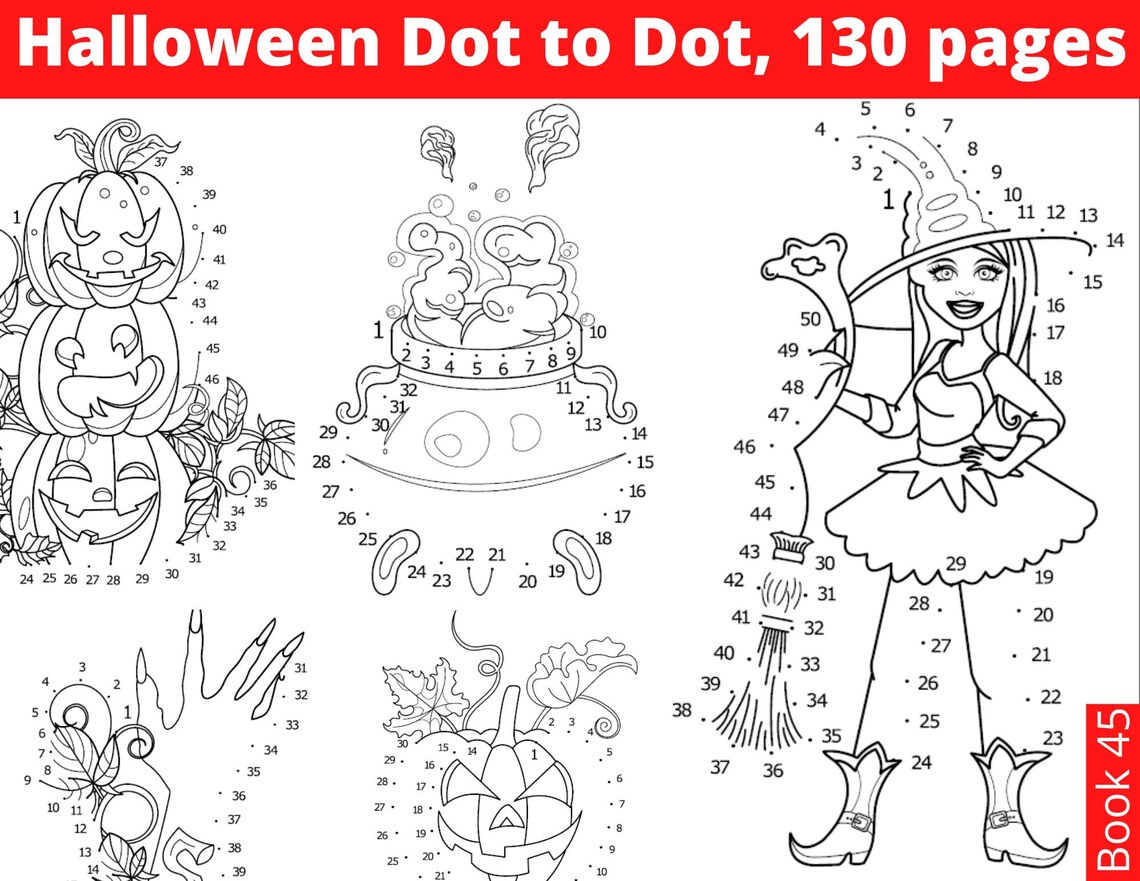 Connect the Dots - Halloween Activities for Kids 130 Pages - Instant ...