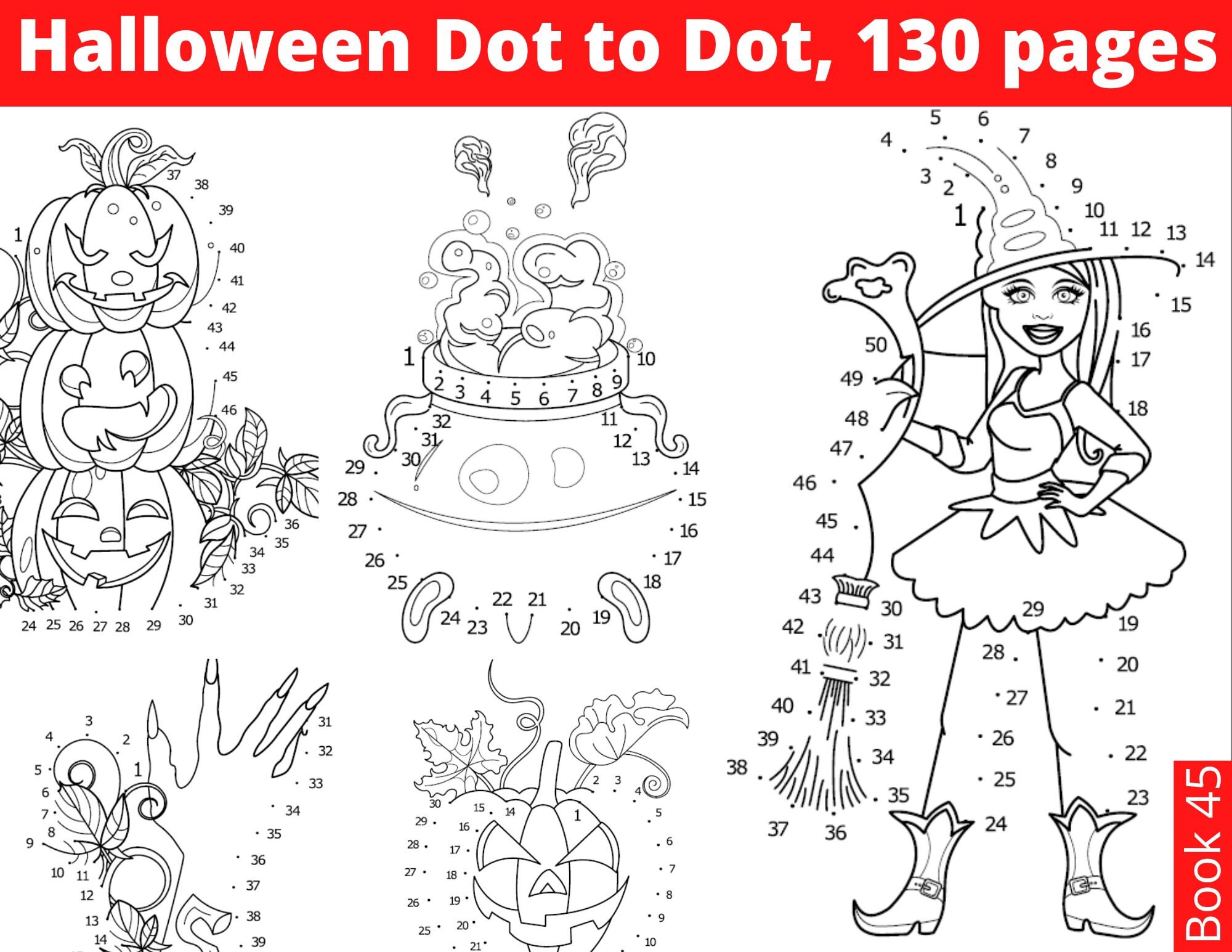 Connect the Dots - Halloween Activities for Kids 130 Pages - Instant ...
