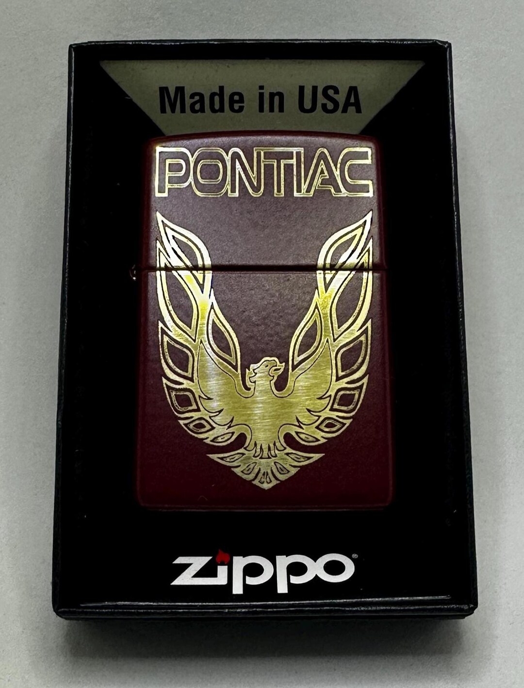 Custom Laser Engraved Zippo Lighter Pontiac Firebird Merlot Matte ...