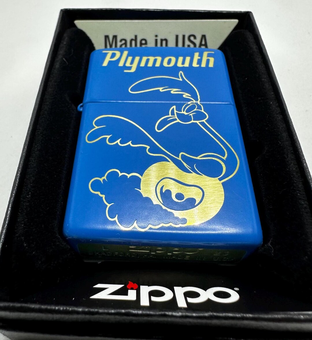 Custom Laser Engraved Zippo Lighter Plymouth Road Runner Sky Blue Matte ...