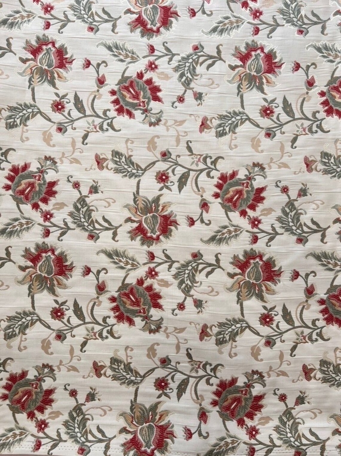 1 X 2.80 Meters of Precious San Leucio Damask Lampas Fabric With Floral ...