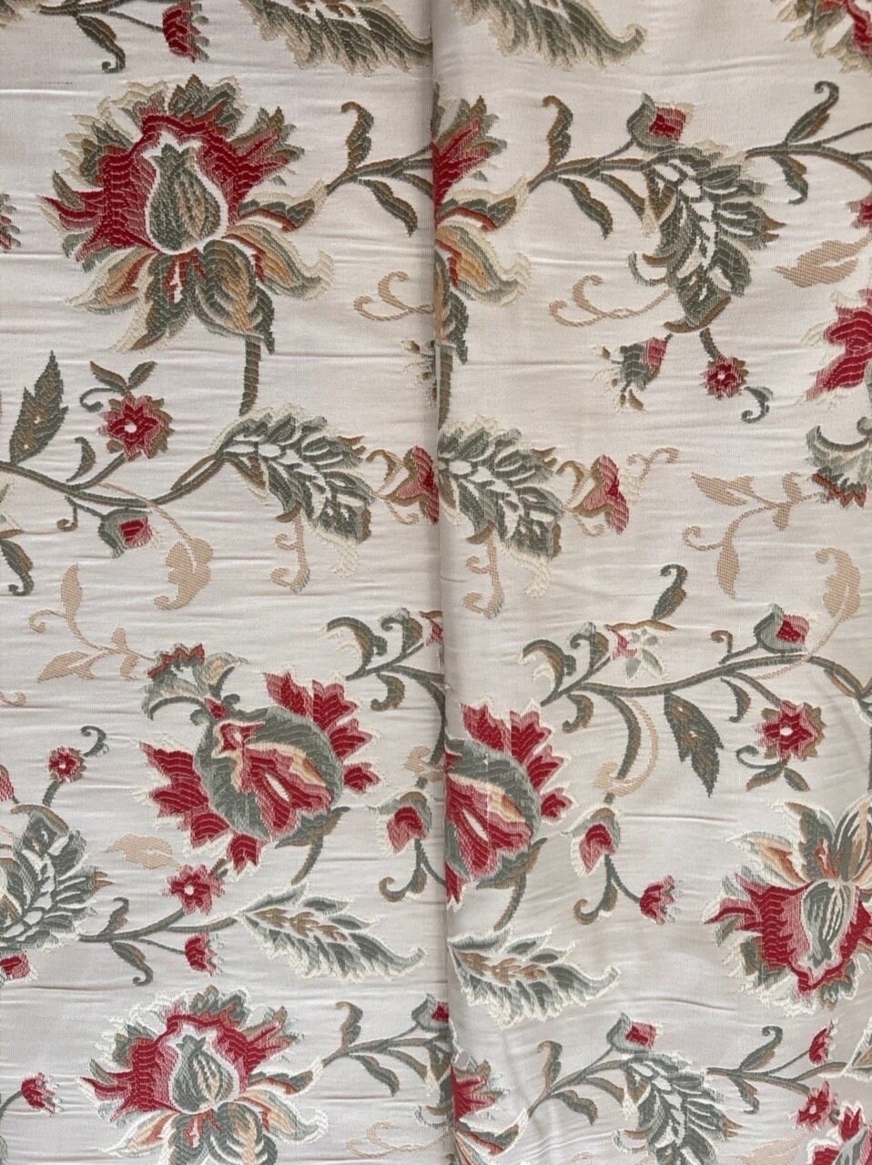 1 X 2.80 Meters of Precious San Leucio Damask Lampas Fabric With Floral ...
