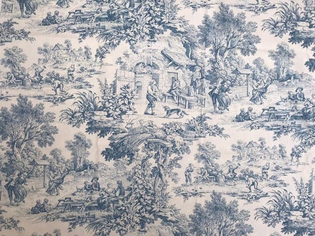 6 Meters Classic French Toile De Jouy Light Blue Fabric With Typical ...