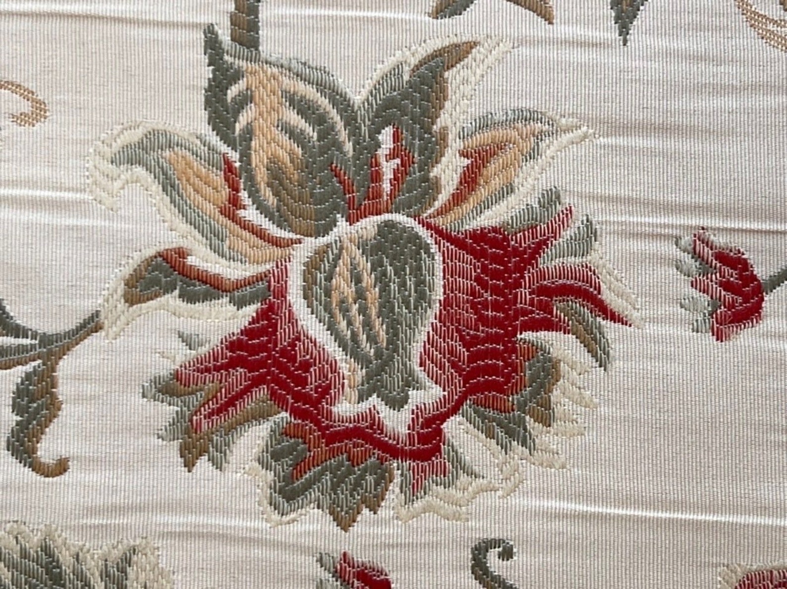 1 X 2.80 Meters of Precious San Leucio Damask Lampas Fabric With Floral ...