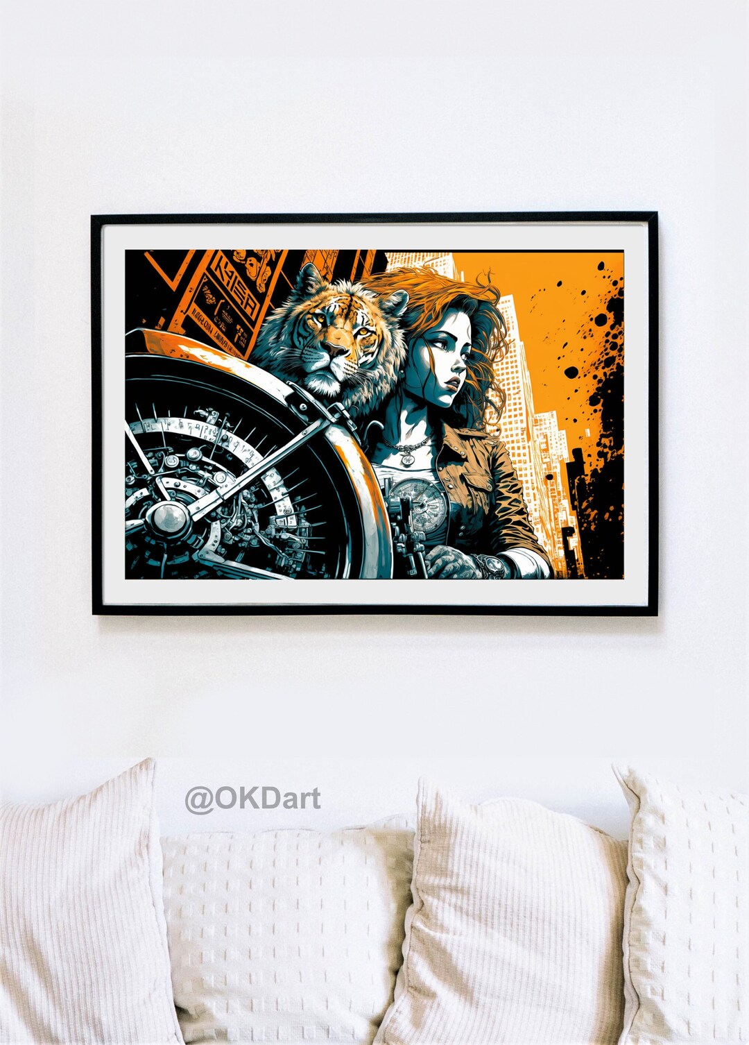 Poster Print DIGITAL DOWNLOAD Tigress-orange-power, Ai-generated Art ...