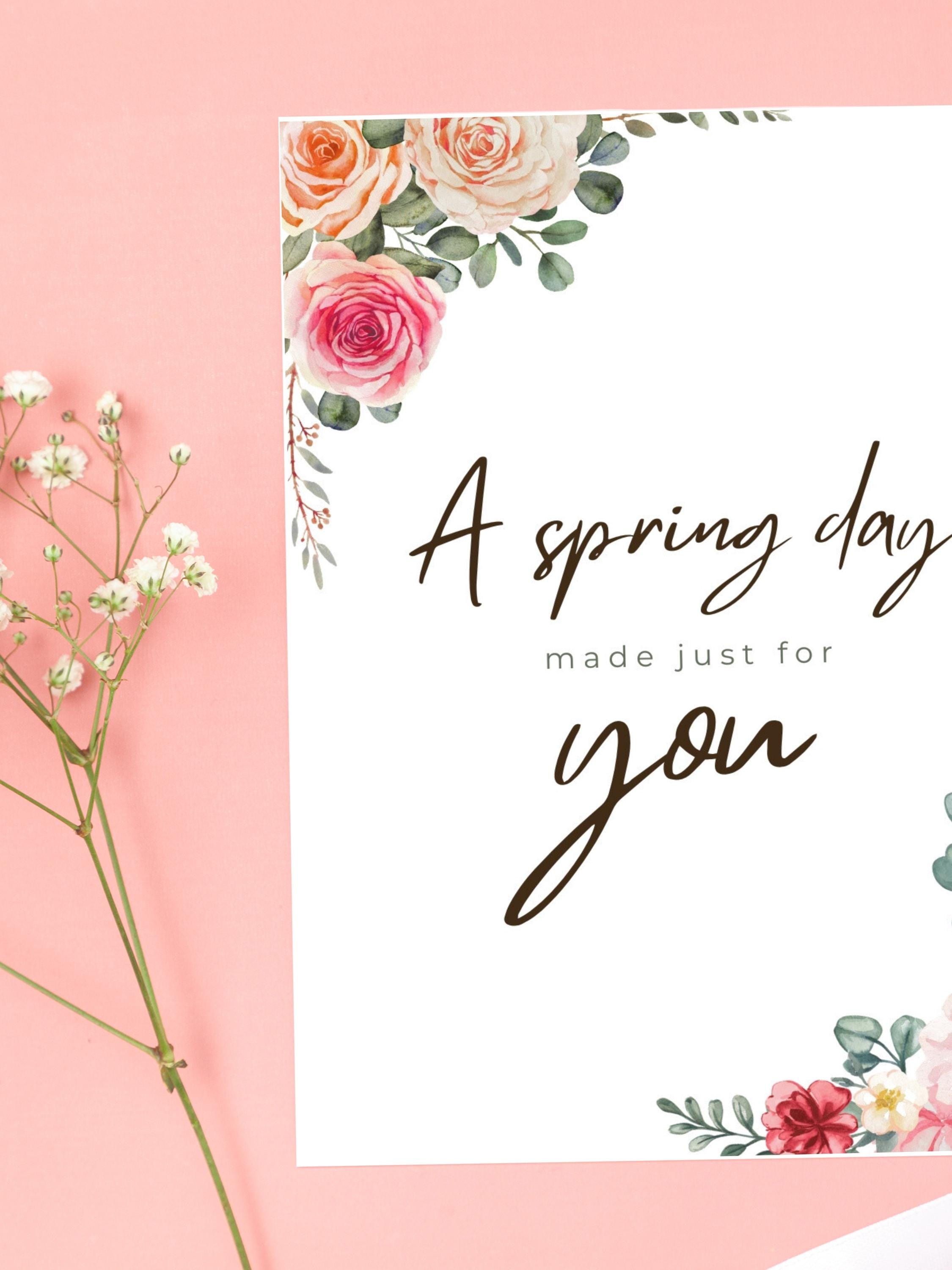Spring Birthday Card, Watercolor Floral Elegant Greeting (digital ...