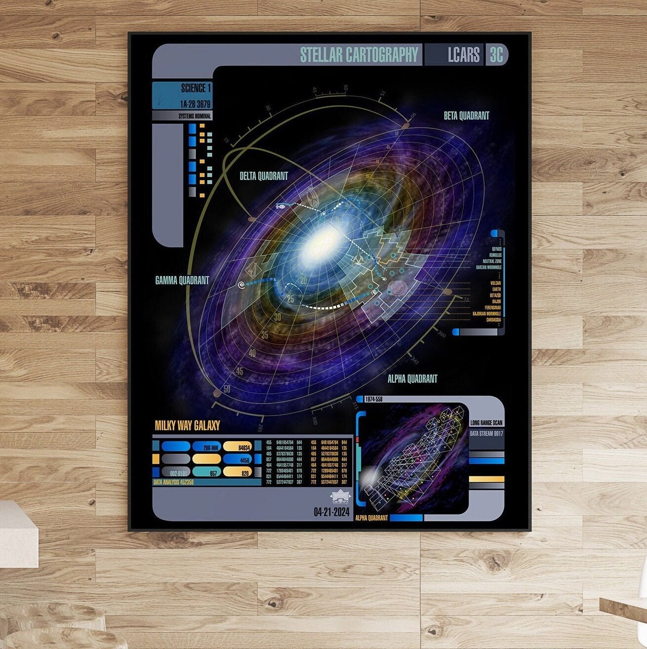 Trekkers LCARS Map of the Galaxy Spatial Grid Chart of the Four 4 ...