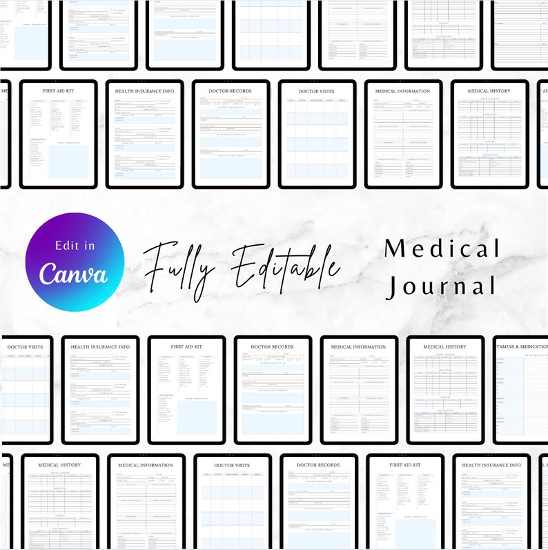 Digital Medical Journal Template Healthcare Planner Medication Tracker ...