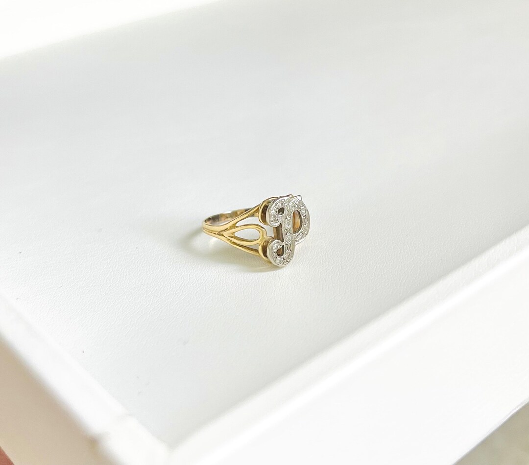 Vintage Retro 14k Gold Letter P Ring With Diamonds - Etsy