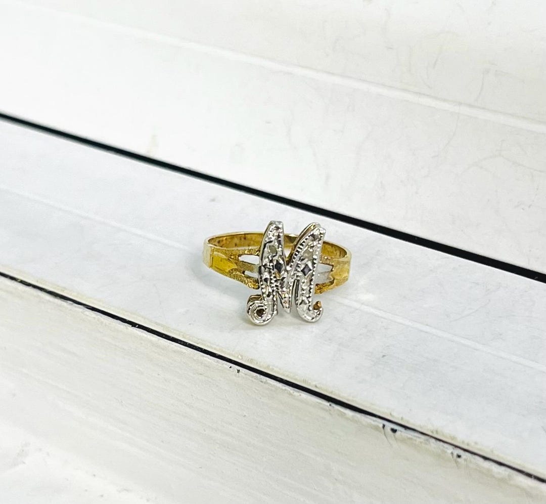 Vintage Retro 14k Gold Letter “M” Initial Ring - Etsy