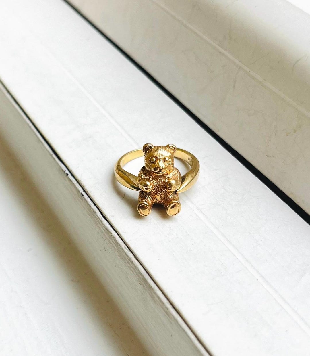 Vintage 14k Gold Detailed Teddy Bear Ring - Etsy
