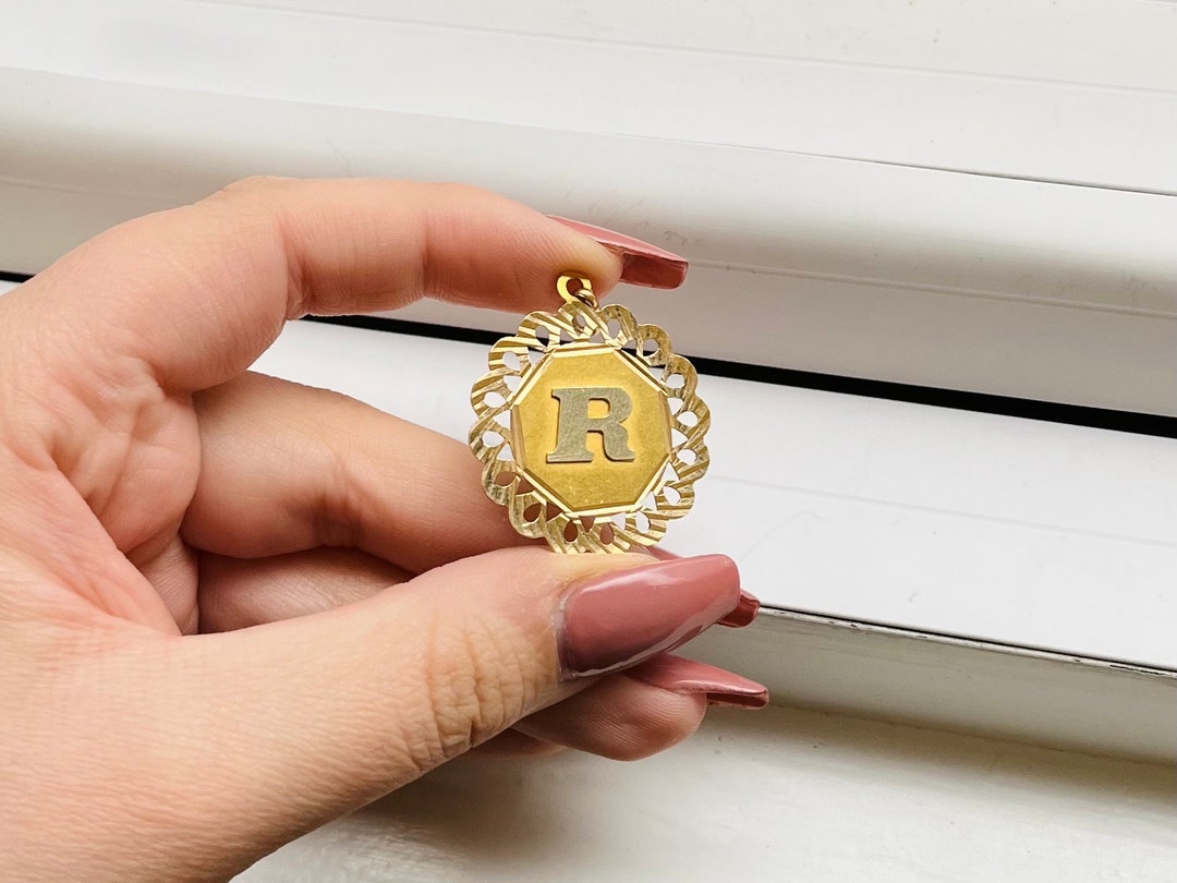 Vintage 18k Gold Large Letter “R” Pendant Charm - Etsy