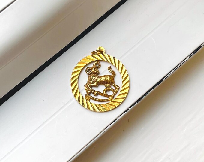 Vintage 10k Gold Engine Turned Zodiac Aries Round Pendant - Etsy