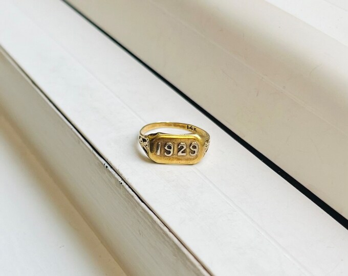 Antique 14k Gold “1929” Year Ring - Etsy