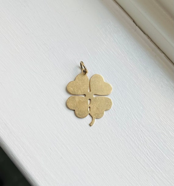 Antique 14k Gold Engine Turned Four Leaf Clover Penda… - Gem