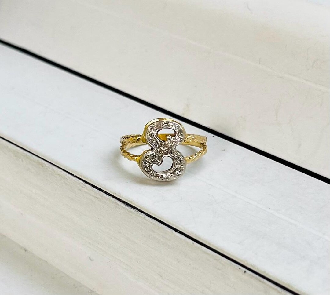 Vintage Retro 14k Gold Letter “S” Initial Ring Set With Diamonds - Etsy