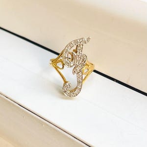 Vintage Retro 14k Gold Letter “F” Ring Set With Diamonds - Etsy