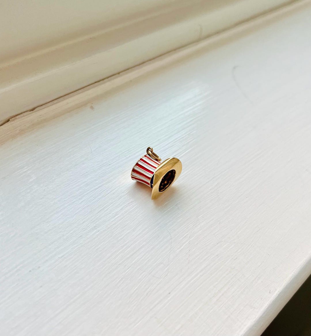 Vintage 18k Yellow Gold Enameled Star Spangled Top-hat Charm - Etsy