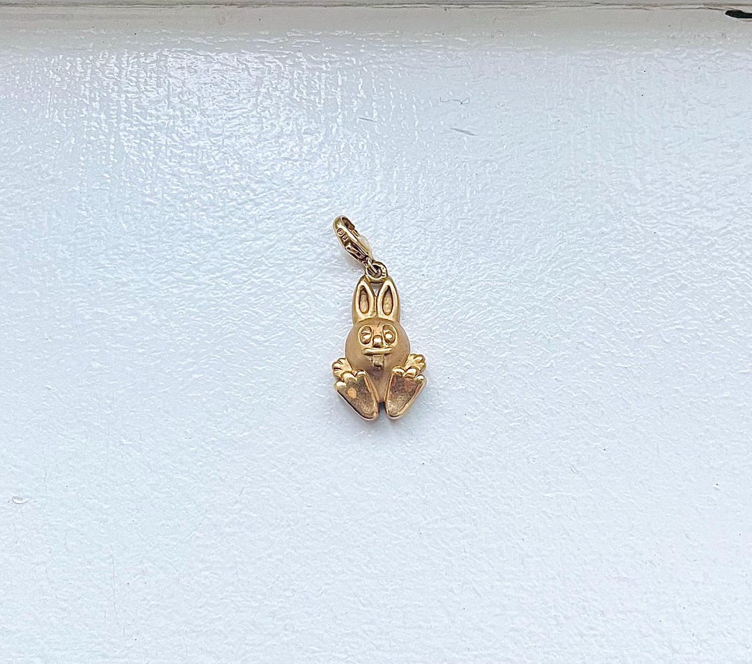 Vintage 18k Yellow Gold Bunny Charm Pendant - Etsy