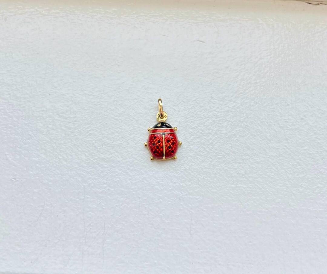 Vintage 14k Yellow Gold Enameled Ladybug Charm - Etsy