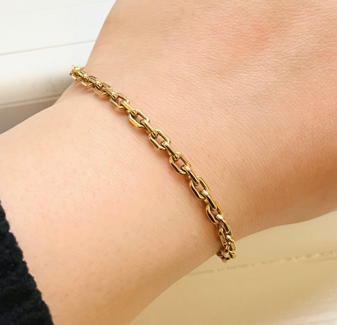 Vintage 14k Gold Biker Link Bracelet - Etsy