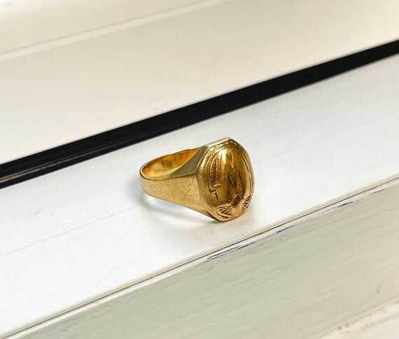 Antique Estate c.1928 10k Gold Letter “M” Signet Ring - Gem